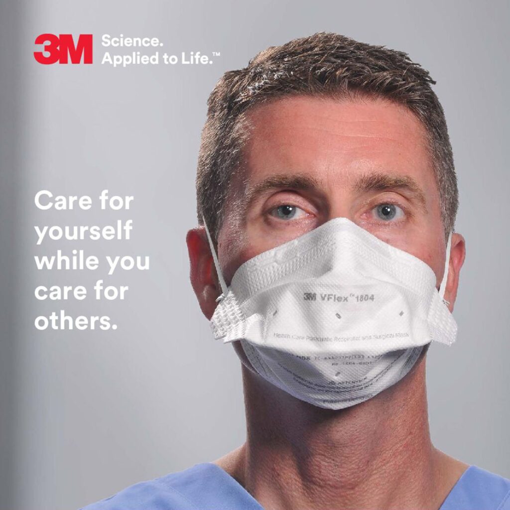 3M™ VFlex™ Medical N95 Respirator Mask, Flat Fold, White (50 per Box, 8 ...